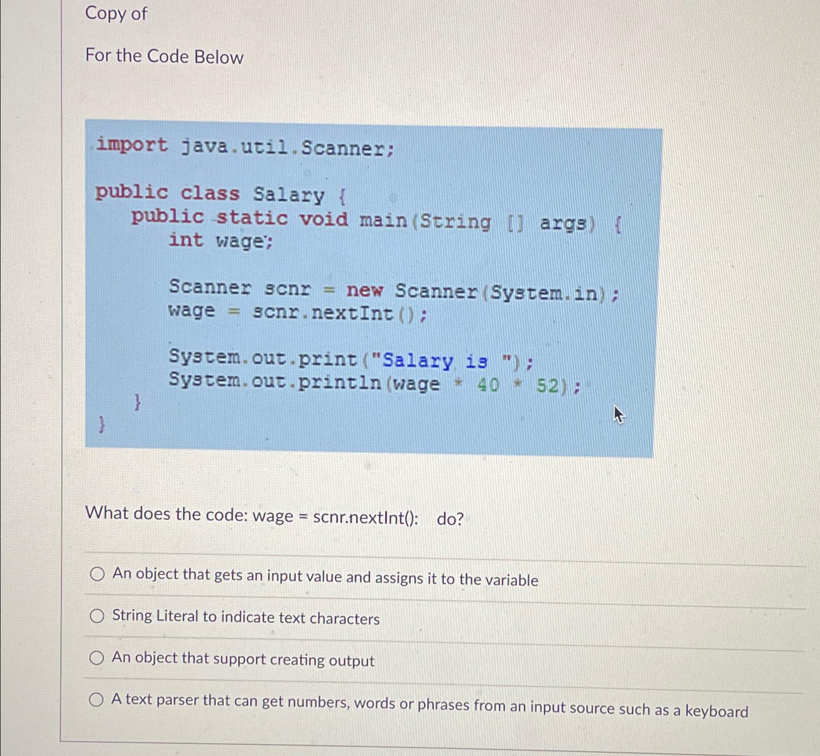 Solved Copy ofFor the Code Belowimport java.util. | Chegg.com