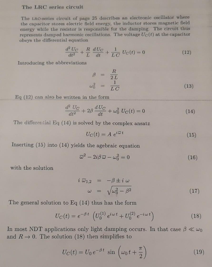 Solved The LRC series circuit The LRC-series circuit of page | Chegg.com