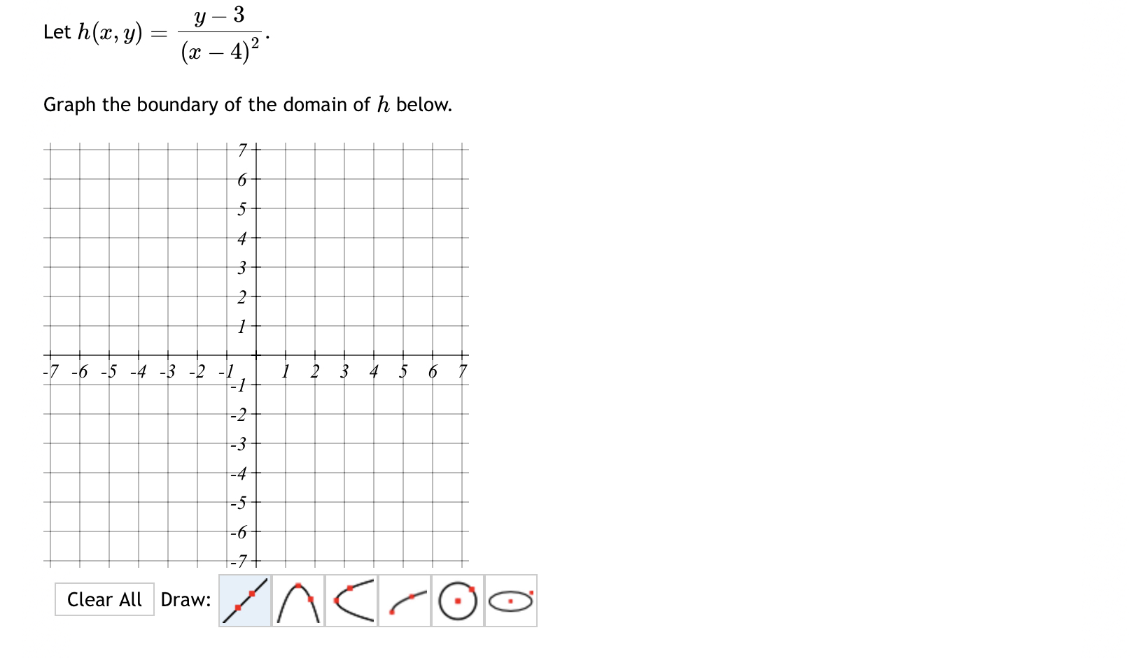 Solved Let h(x,y)=y-3(x-4)2.Graph the boundary of the domain | Chegg.com