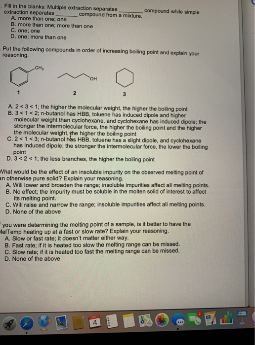 Solved 1. Fill in the blanks: Multiple extraction separates | Chegg.com