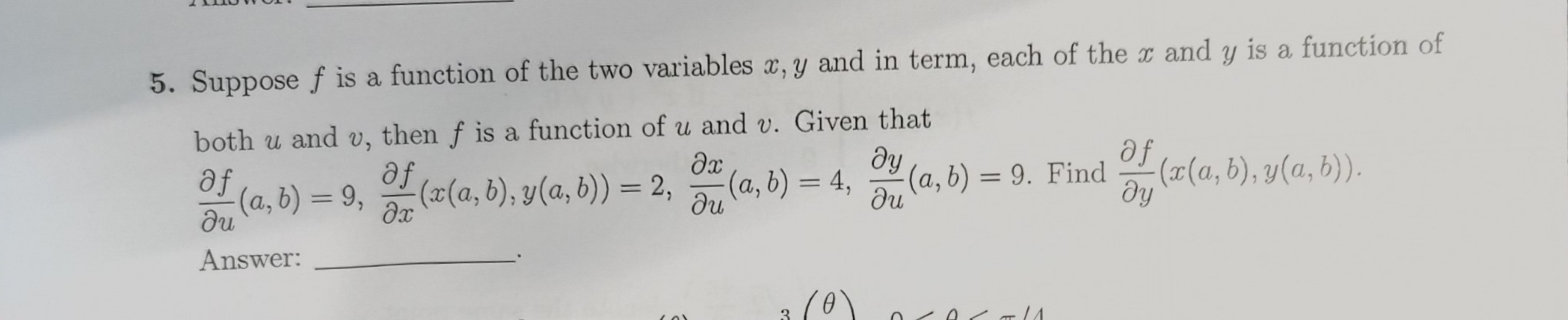 Solved Suppose f ﻿is a function of the two variables x,y | Chegg.com