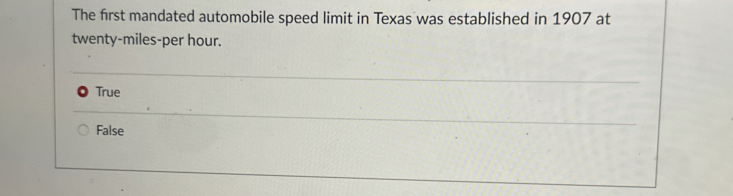 Solved The first mandated automobile speed limit in Texas | Chegg.com