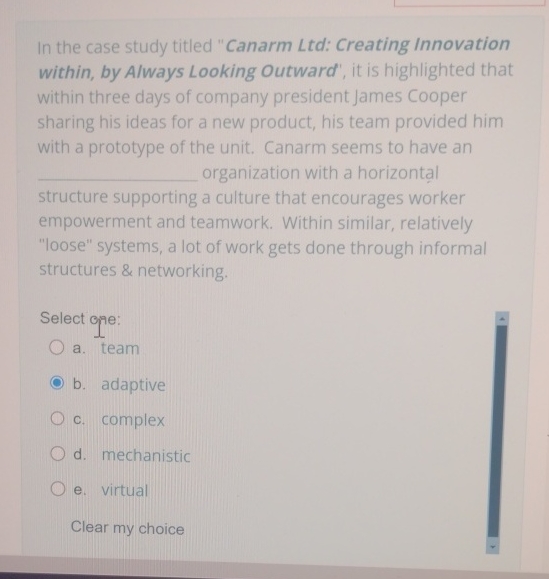 Solved In the case study titled "Canarm Ltd: Creating | Chegg.com