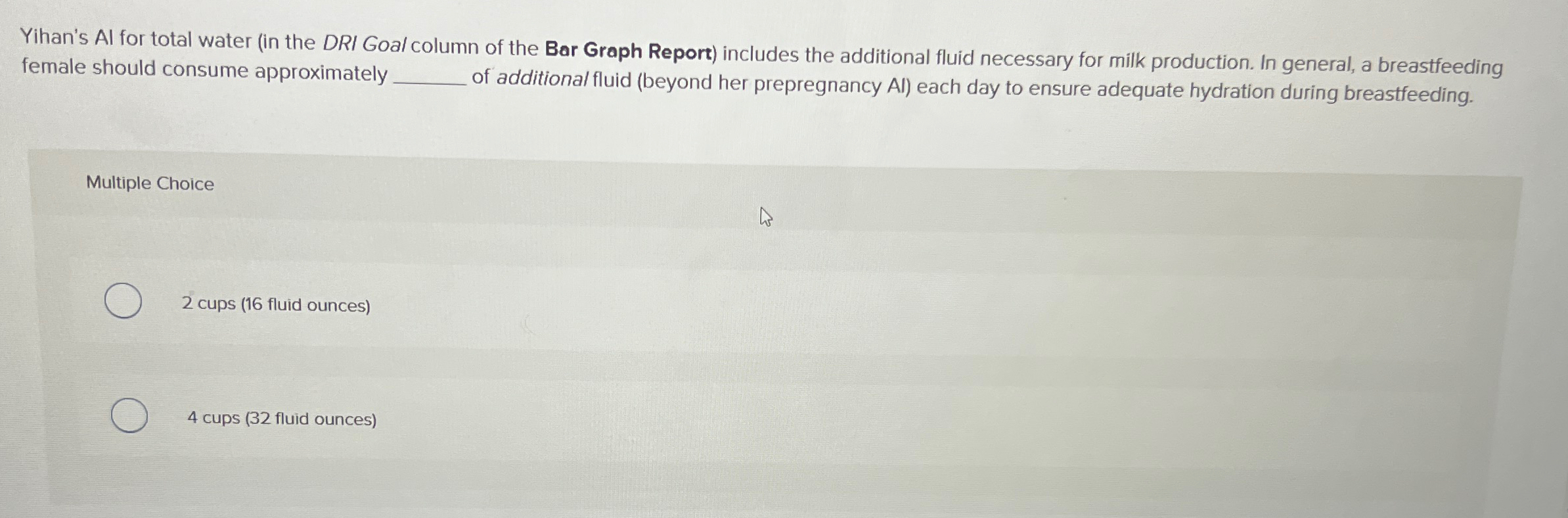 Solved Yihan's Al for total water (in the DRI Goal column of | Chegg.com