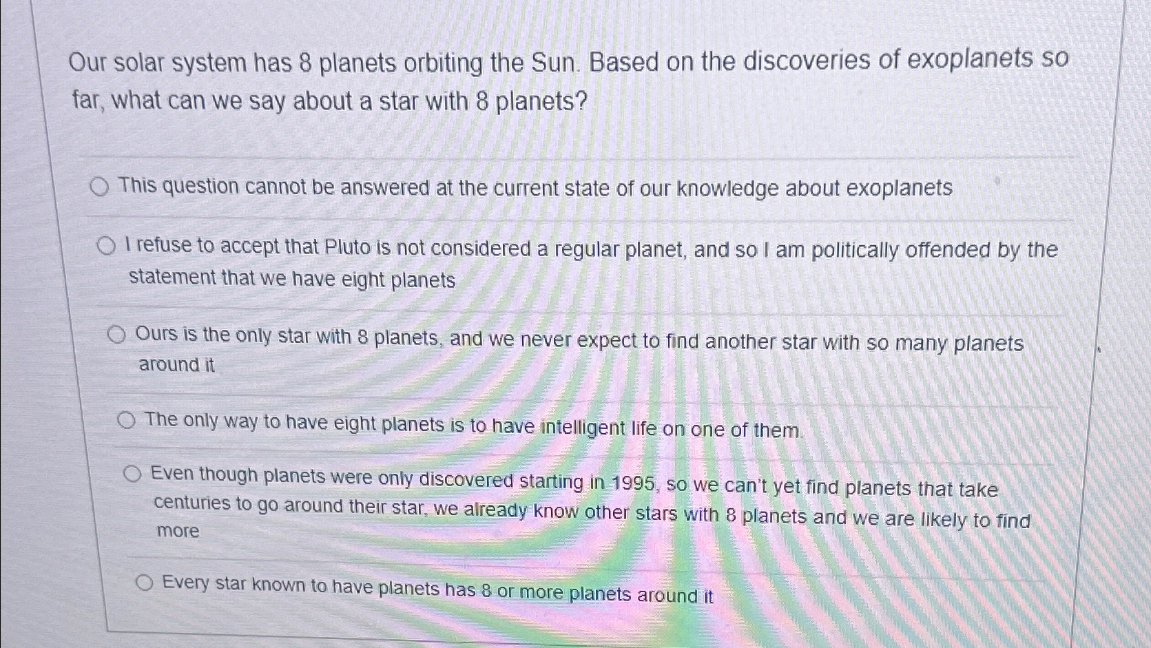 Solved Our solar system has 8 ﻿planets orbiting the Sun. | Chegg.com
