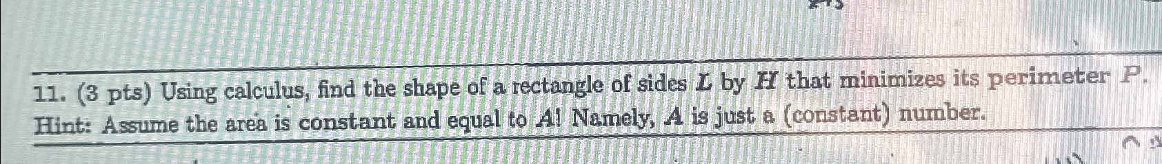 Solved (3 ﻿pts) ﻿Using calculus, find the shape of a | Chegg.com