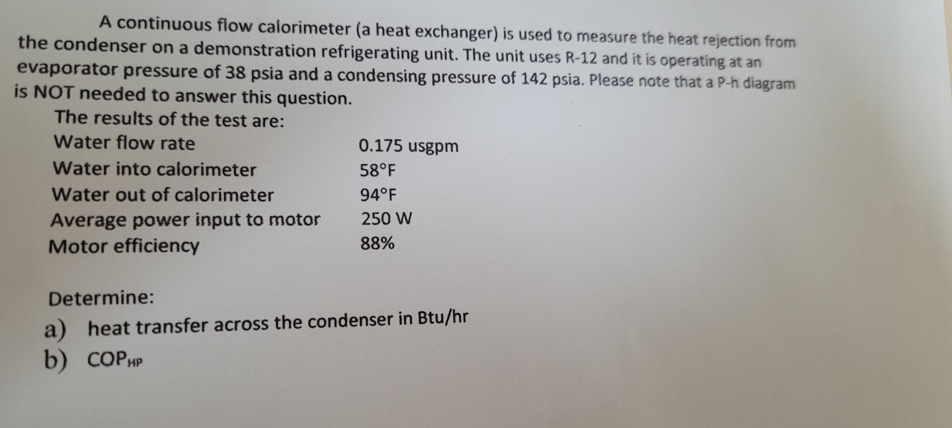 Solved A continuous flow calorimeter (a heat exchanger) is | Chegg.com