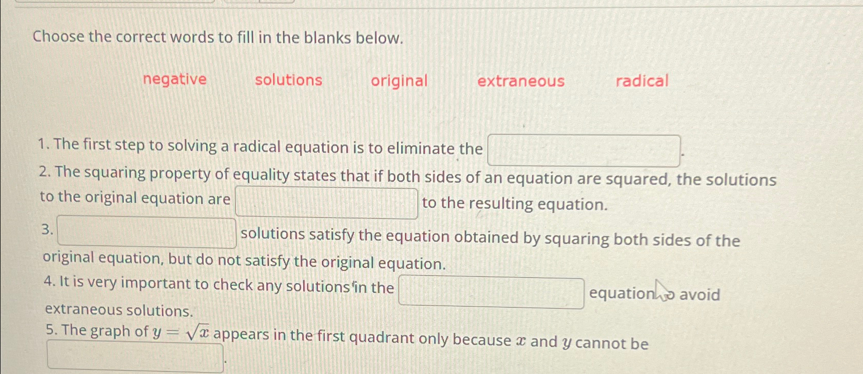Solved Choose the correct words to fill in the blanks | Chegg.com