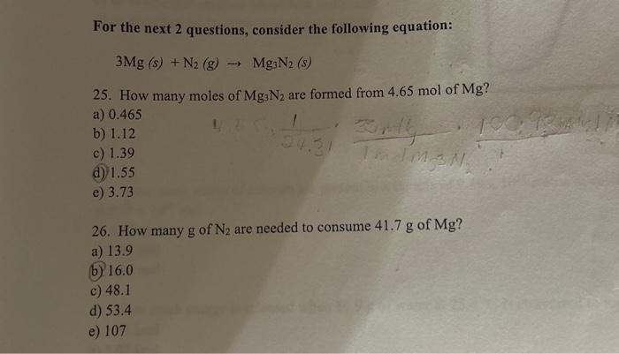 Solved For the next 2 questions, consider the following | Chegg.com