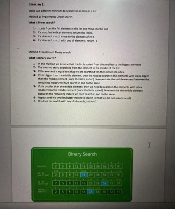 Solved Exercise 2: Write two different methods to search for | Chegg.com