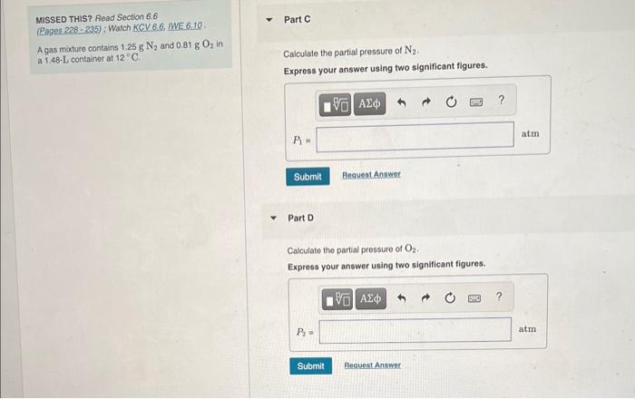 Solved Calculate the mole fraction of N2. MISSED THIS? Read | Chegg.com