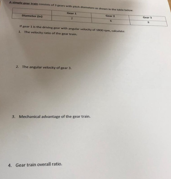 Solved A simple gear train consists of 3 gears with pitch | Chegg.com