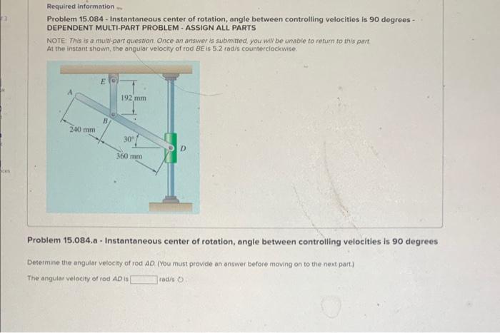 Solved Required information Problem 15.084 - Instantaneous | Chegg.com
