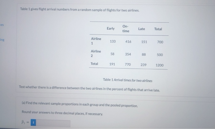Solved Table 1 gives flight arrival numbers from a random | Chegg.com
