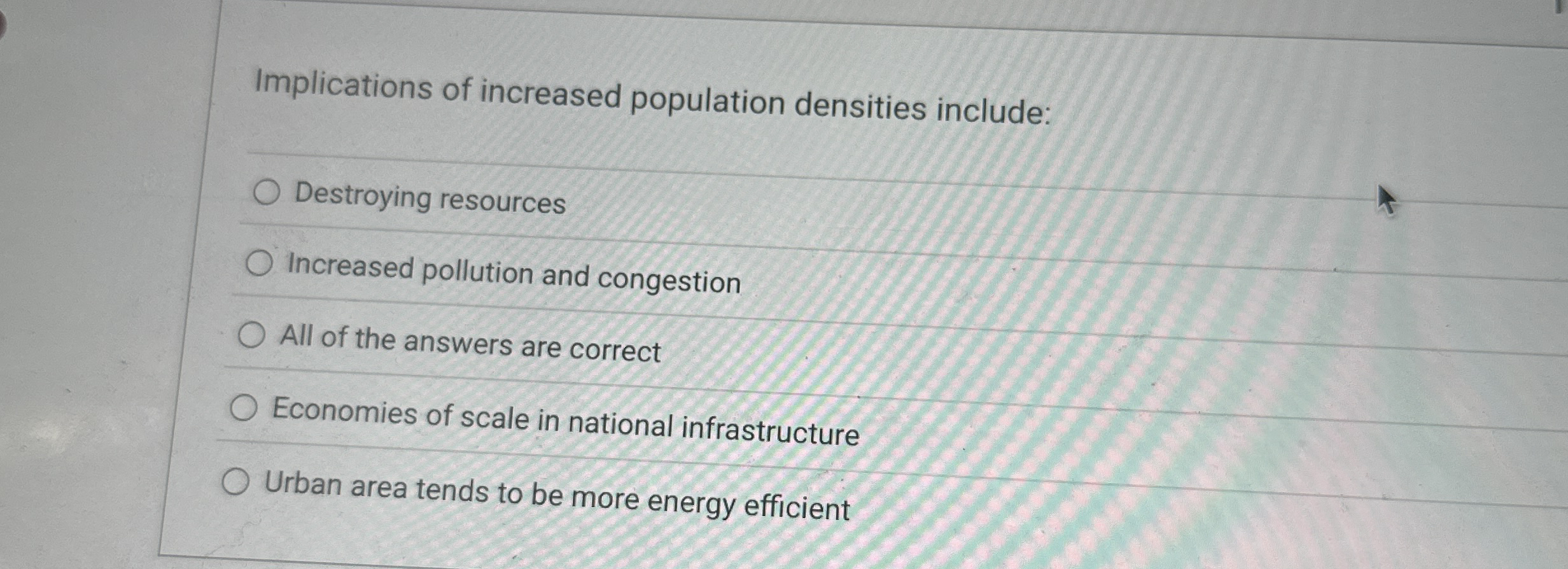 Solved Implications of increased population densities | Chegg.com
