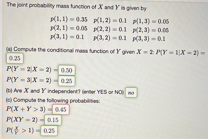 Solved The joint probability mass function of X and Y is | Chegg.com