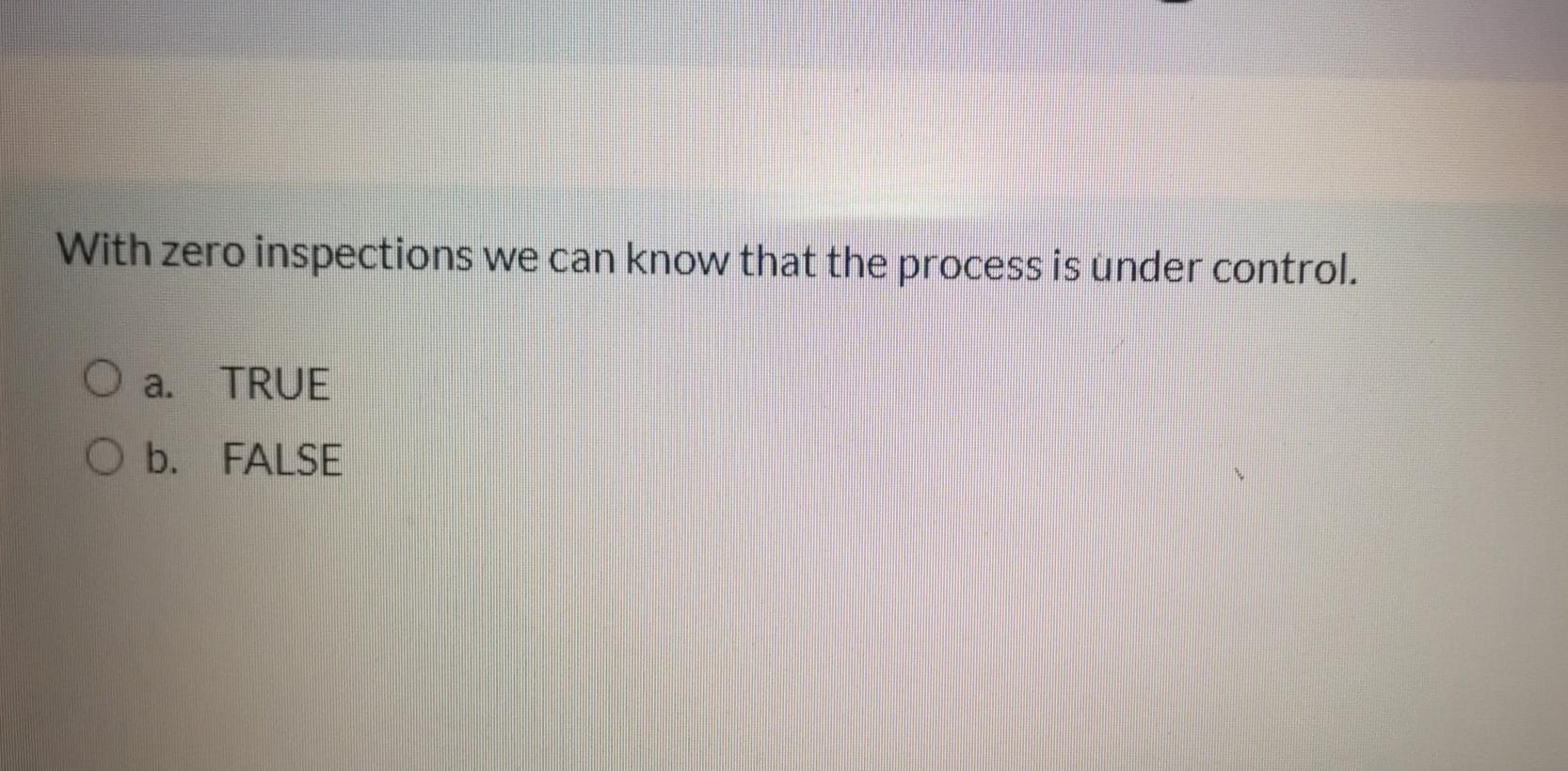 Solved With zero inspections we can know that the process is | Chegg.com