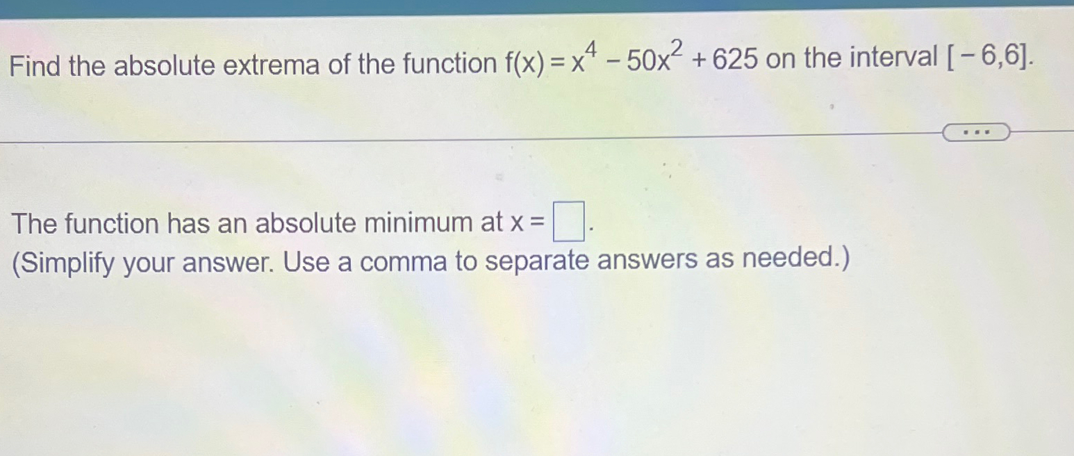 Solved Find the absolute extrema of the function | Chegg.com