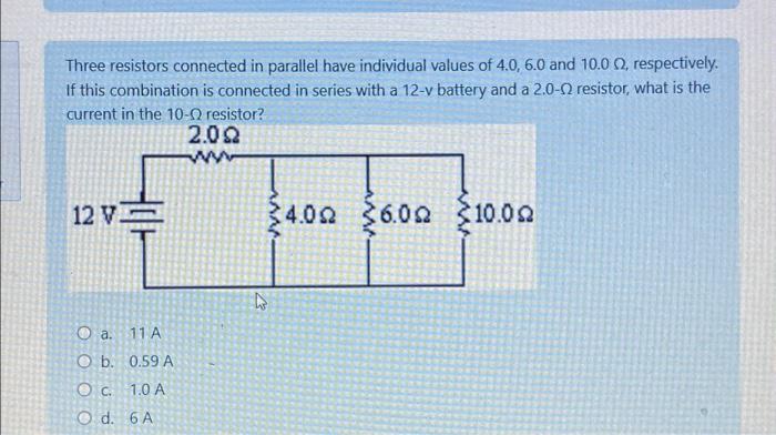 Solved Three resistors connected in parallel have individual | Chegg.com