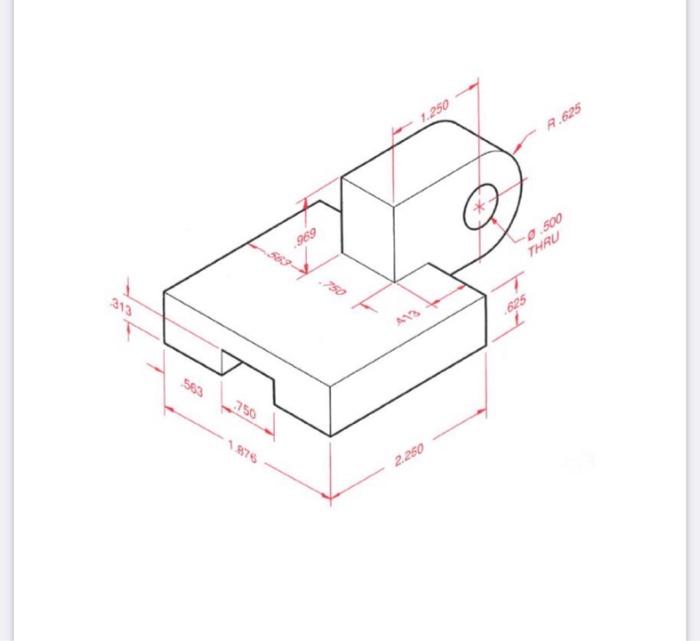 Solved Using Autocad, produce a multi-view drawing showing | Chegg.com