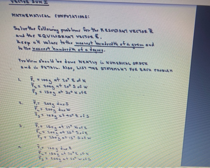 Solved Title: Vector Sumi Purpose: To mathematically | Chegg.com