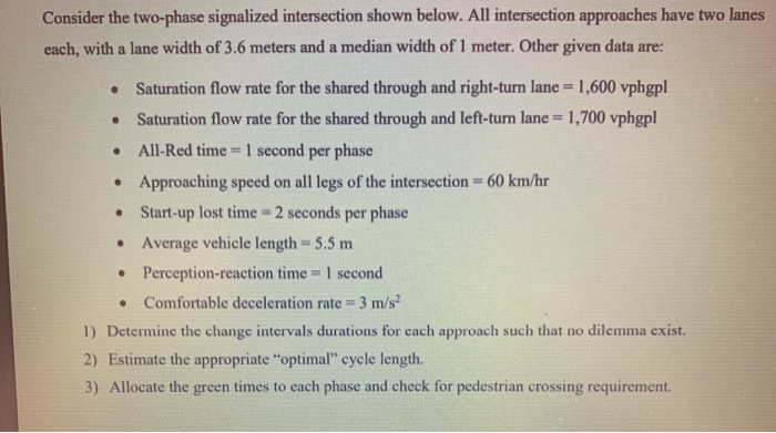 Solved Consider the two-phase signalized intersection shown | Chegg.com