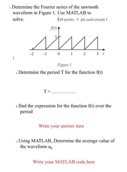 Solved 1. Determine the Fourier series of the sawtooth | Chegg.com
