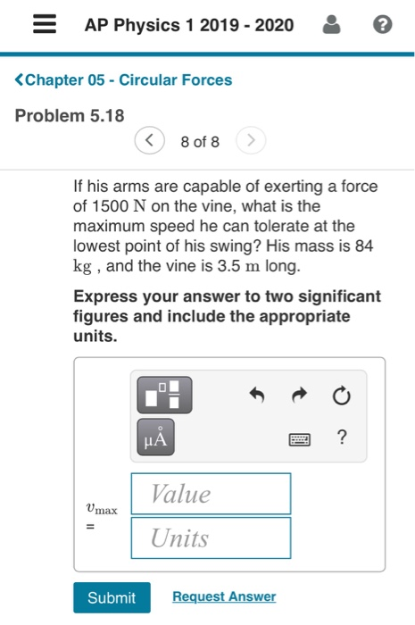Solved = AP Physics 1 2019 - 2020 : @ Tarzan plans to cross | Chegg.com