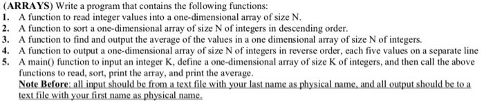 Solved (ARRAYS) Write a program that contains the following | Chegg.com