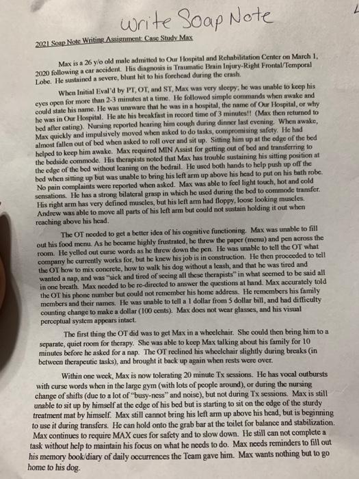 write Soap Note 2021 Soap Note Writing Assignment | Chegg.com