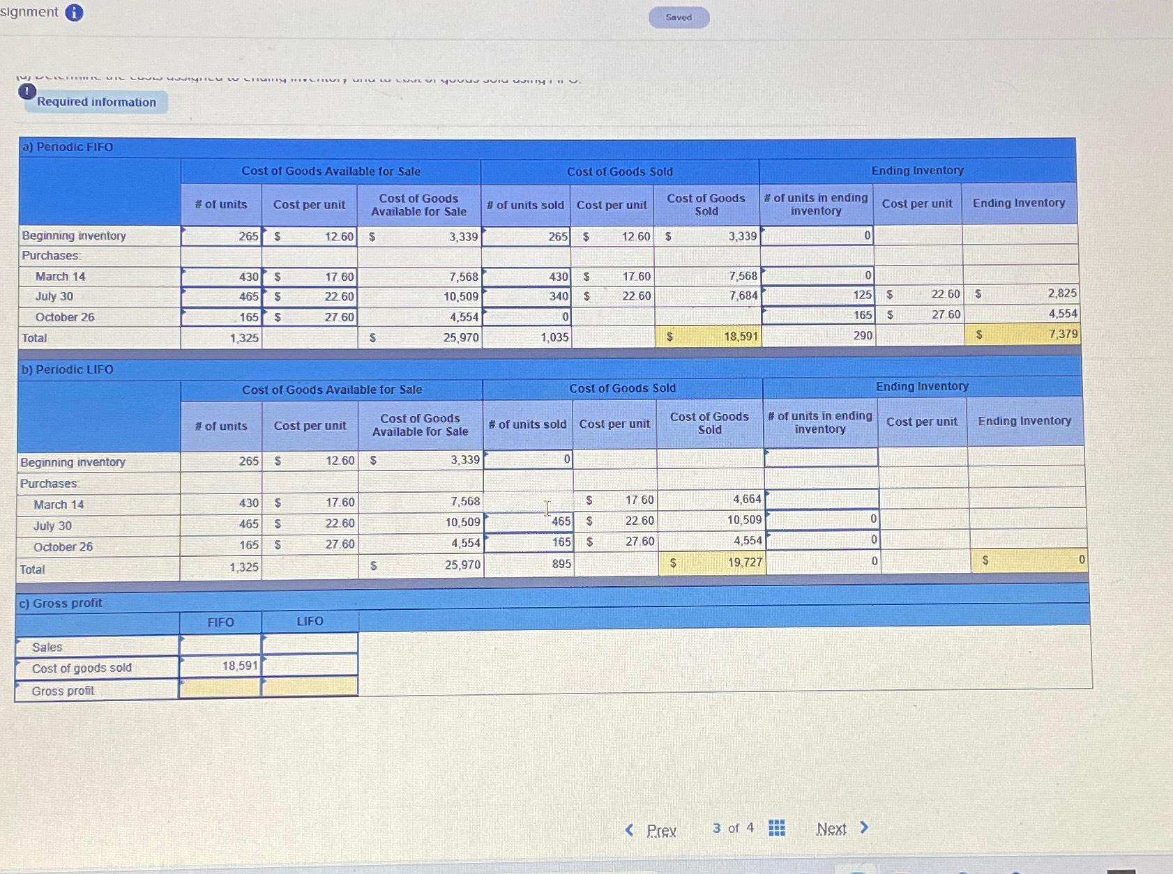 Solved signment (ia) ﻿Periodic FIFO\table[[,Cost of Goods | Chegg.com