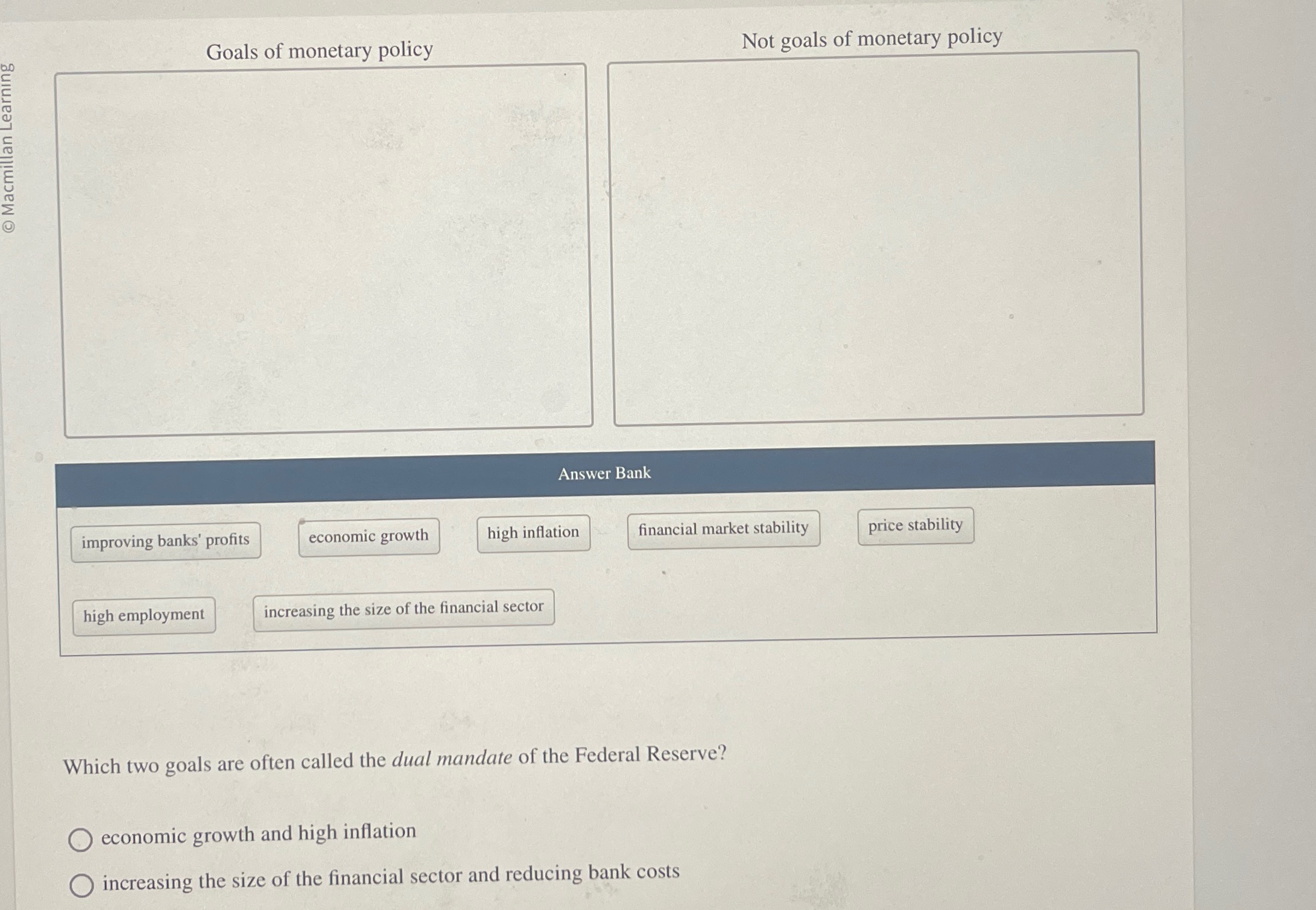 Solved Goals of monetary policyNot goals of monetary | Chegg.com