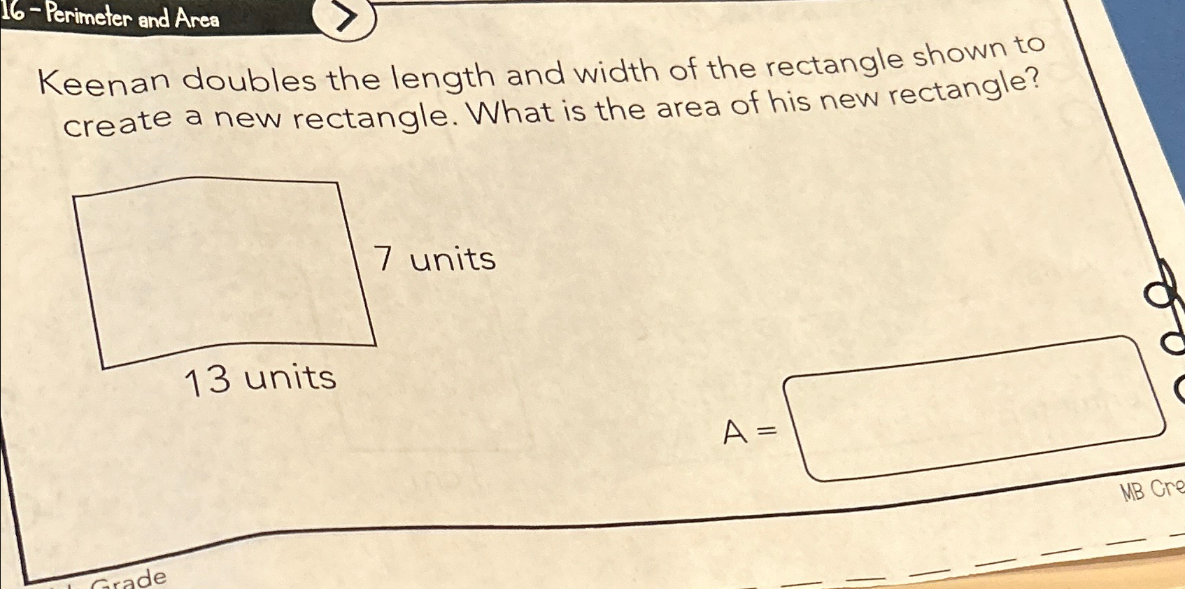 Solved Keenan doubles the length and width of the rectangle | Chegg.com