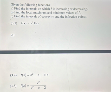 Solved Given the following functionsa) ﻿Find the intervals | Chegg.com