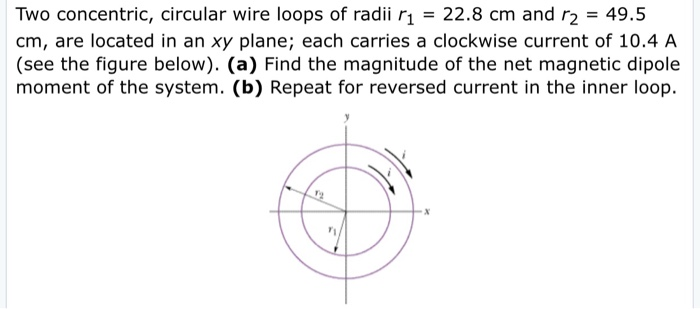 Solved Two concentric, circular wire loops of radii r1 = | Chegg.com