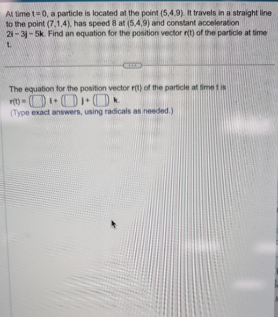 Solved At time t=0, a particle is located at the point | Chegg.com