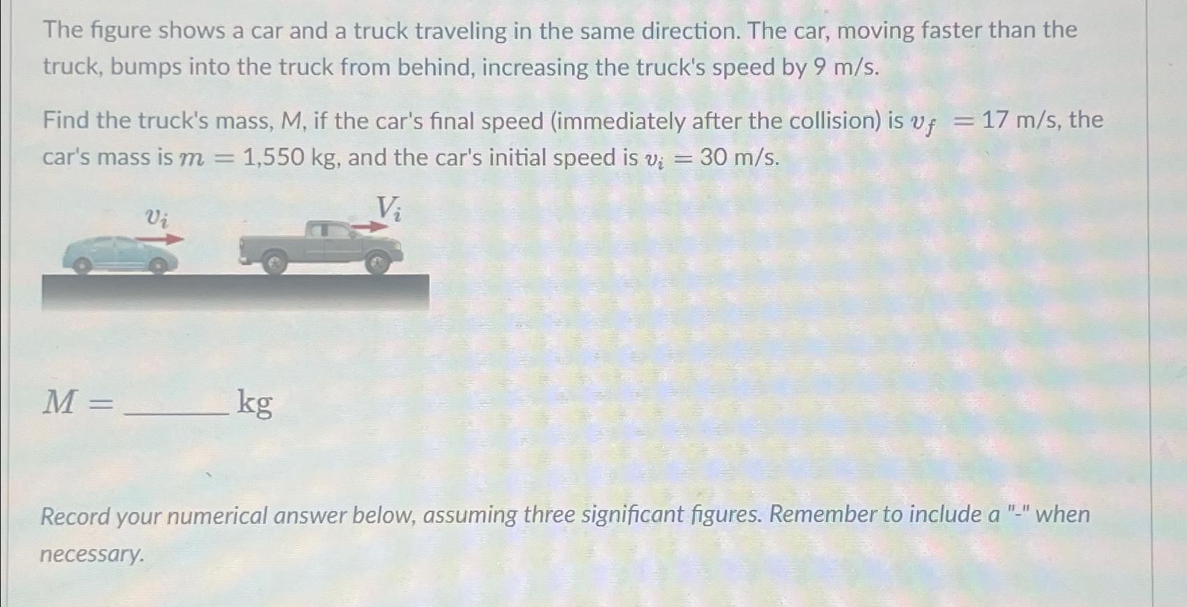 Solved The figure shows a car and a truck traveling in the | Chegg.com