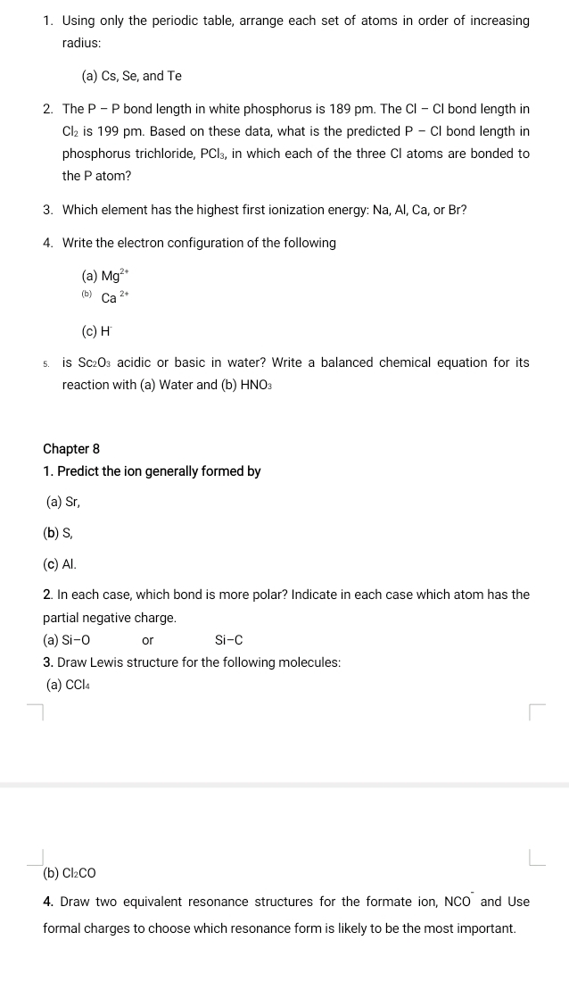 Solved Using only the periodic table, arrange each set of | Chegg.com