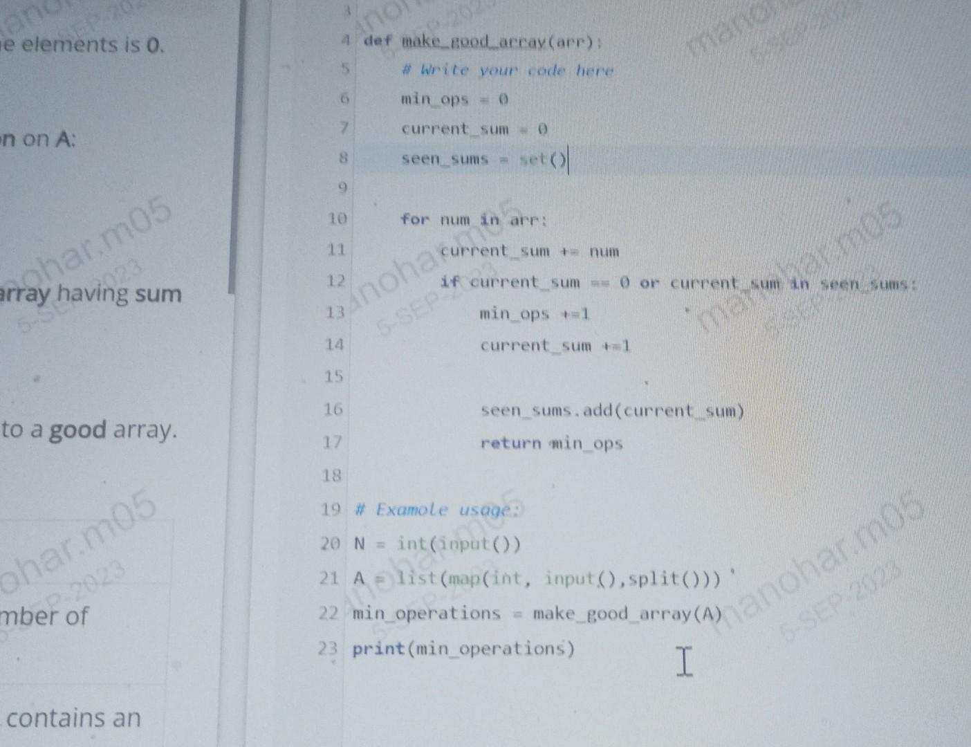 Solved le elements is 0. In on A : to a good array. mber of | Chegg.com