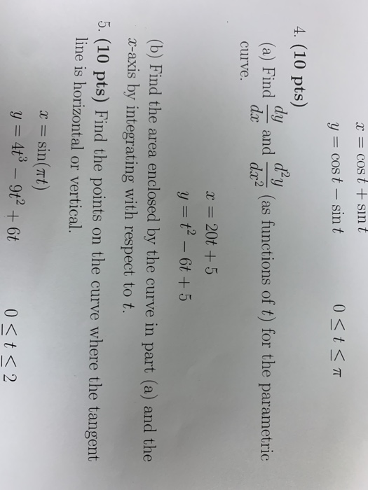 Solved X = cost + sint y = cost – sint 0 | Chegg.com