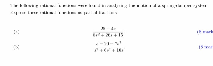 Solved The following rational functions were found in | Chegg.com