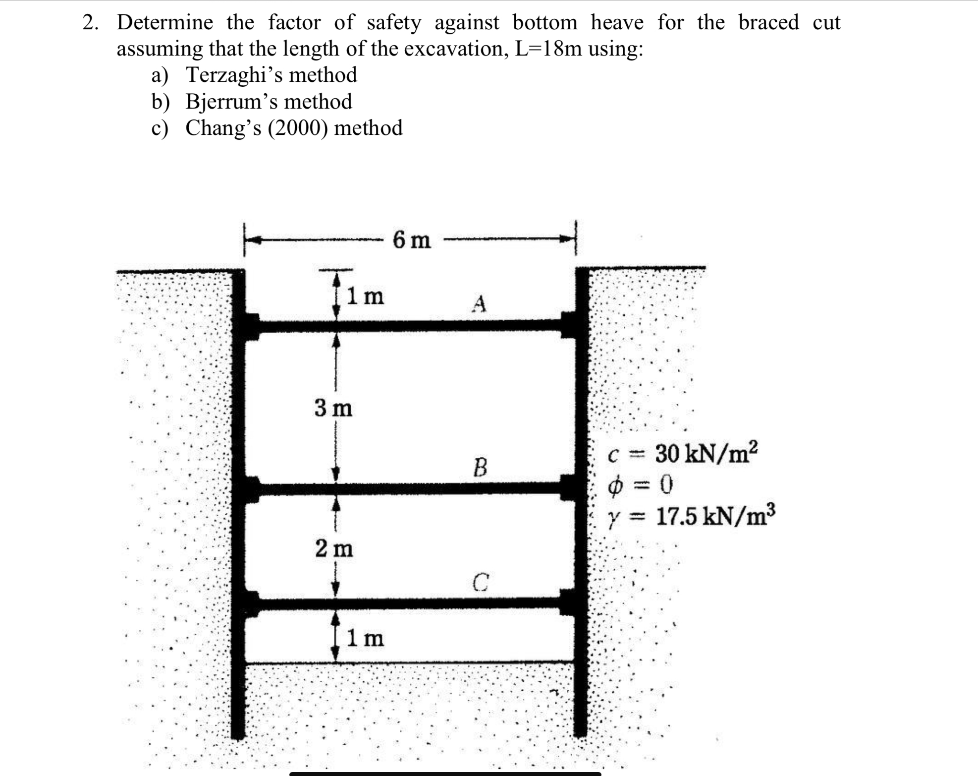 Determine the factor of safety against bottom heave | Chegg.com
