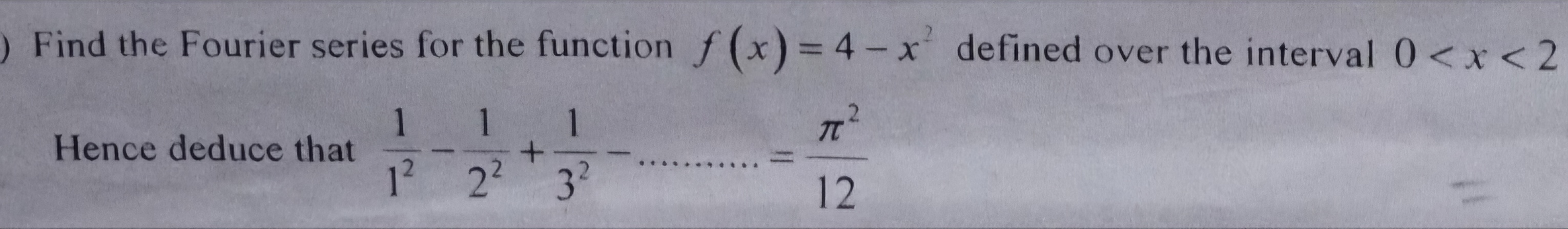 Solved Find the Fourier series for the function f(x)=4-x2 | Chegg.com