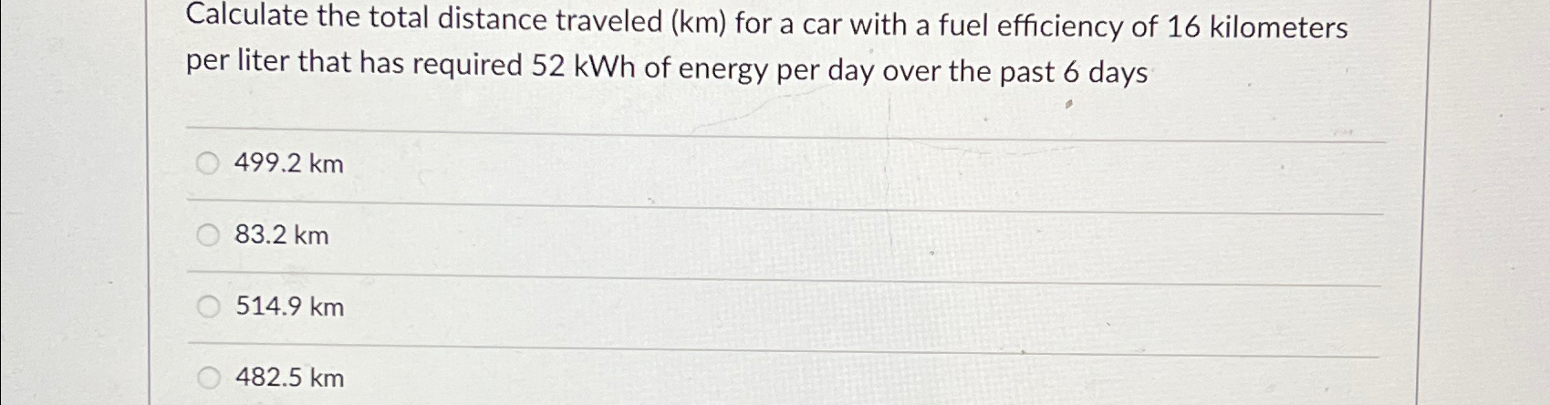 Solved Calculate the total distance traveled (km) ﻿for a car | Chegg.com