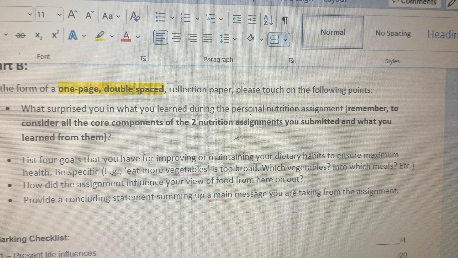 Solved the form of a one-page, double spaced, reflection | Chegg.com