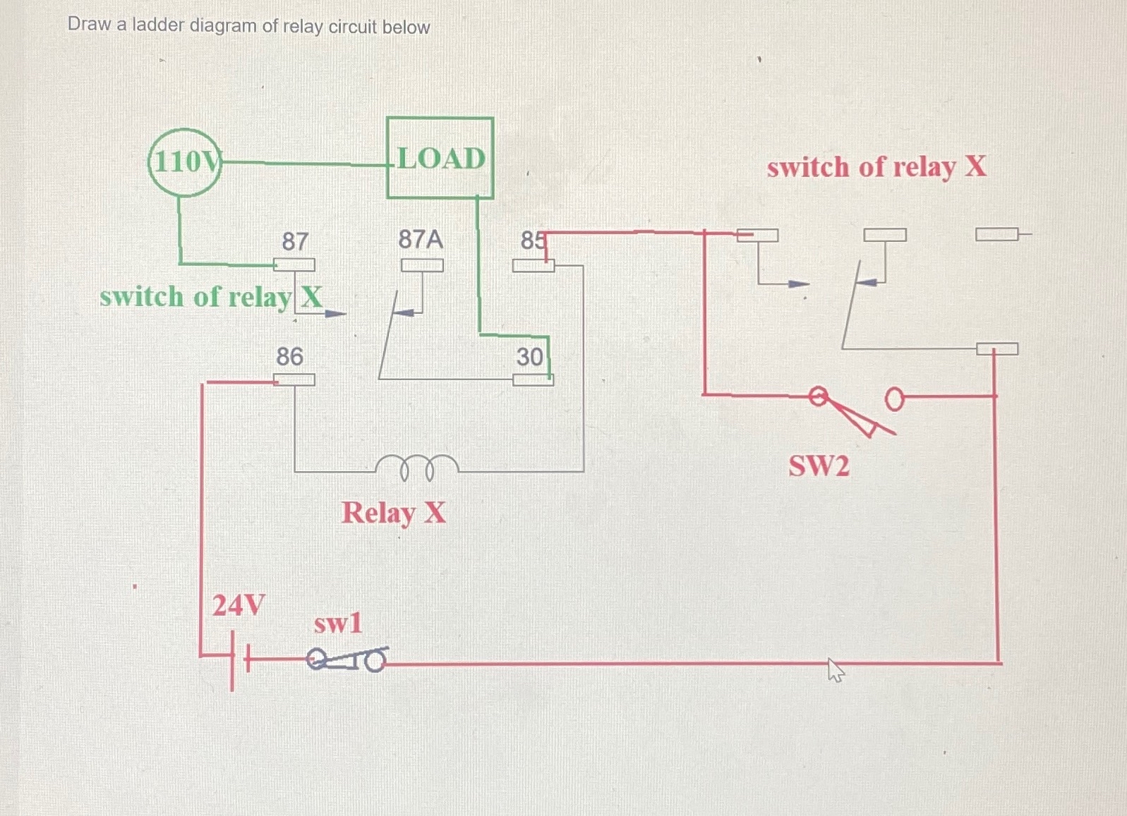 Solved Draw a ladder diagram of relay circuit below | Chegg.com