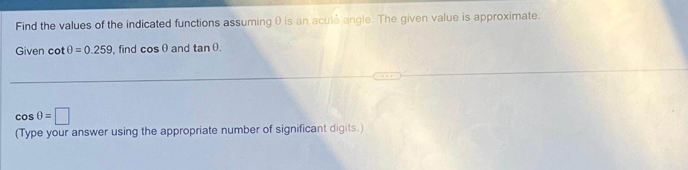 Solved Find the values of the indicated functions assuming θ | Chegg.com