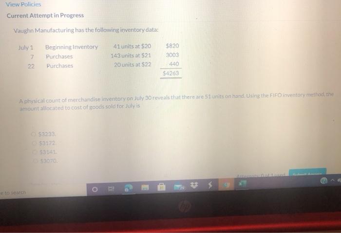 Solved View Policies Current Attempt in Progress Vaughn | Chegg.com