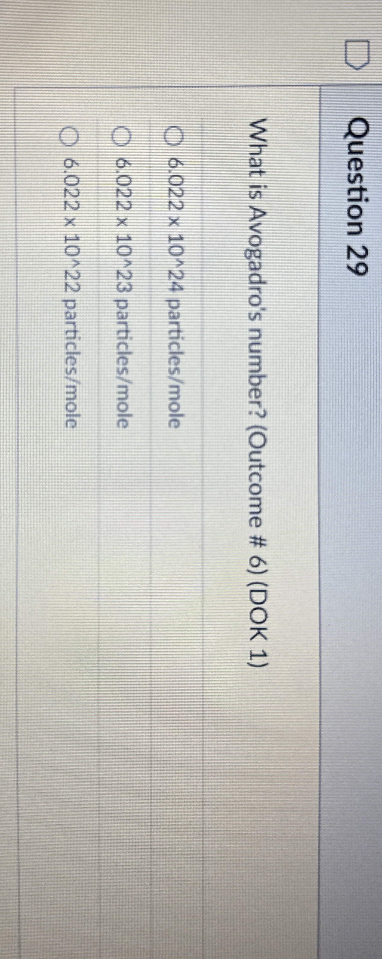 Solved Question 29What is Avogadro's number? (Outcome # | Chegg.com