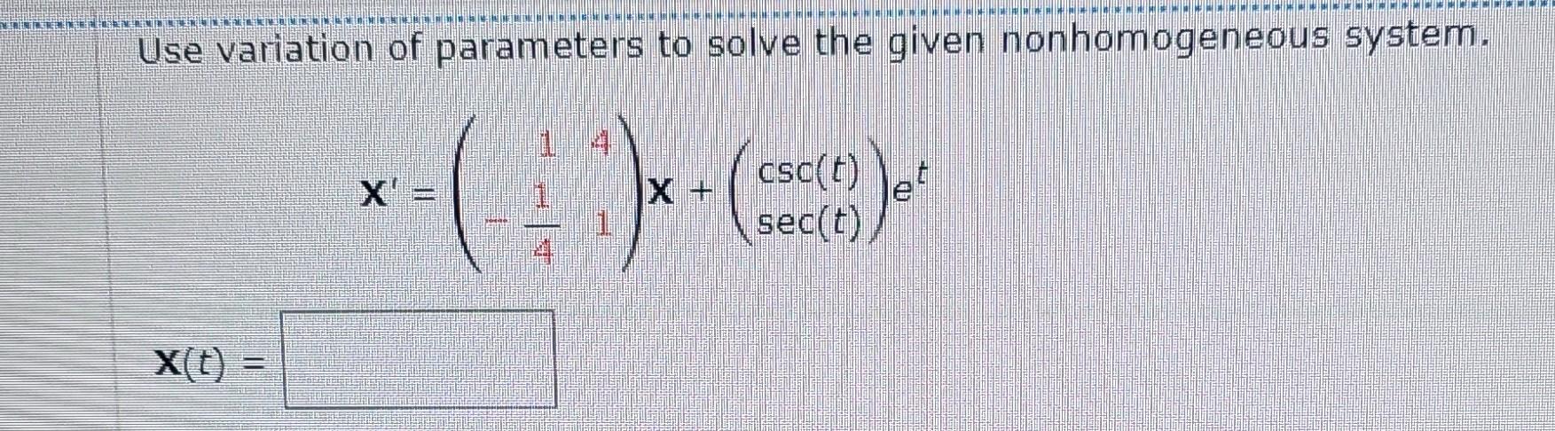 Solved Use variation of parameters to solve the given | Chegg.com